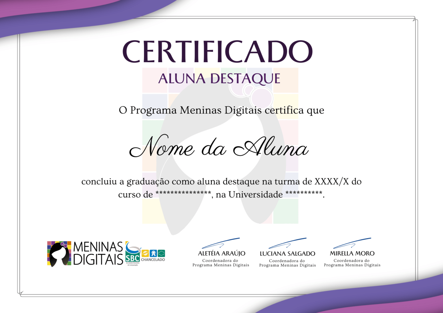 Certificado Aluna Destaque – Meninas Digitais